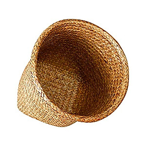 COLLBATH Garbage Cm/inch Wastebasket Trash Flower Kitchen Home Baskets Rattan Garden Container Natural Height Bowl for Holder Waste Bathrooms Organizer Snack Office Laundry Fruit Pots