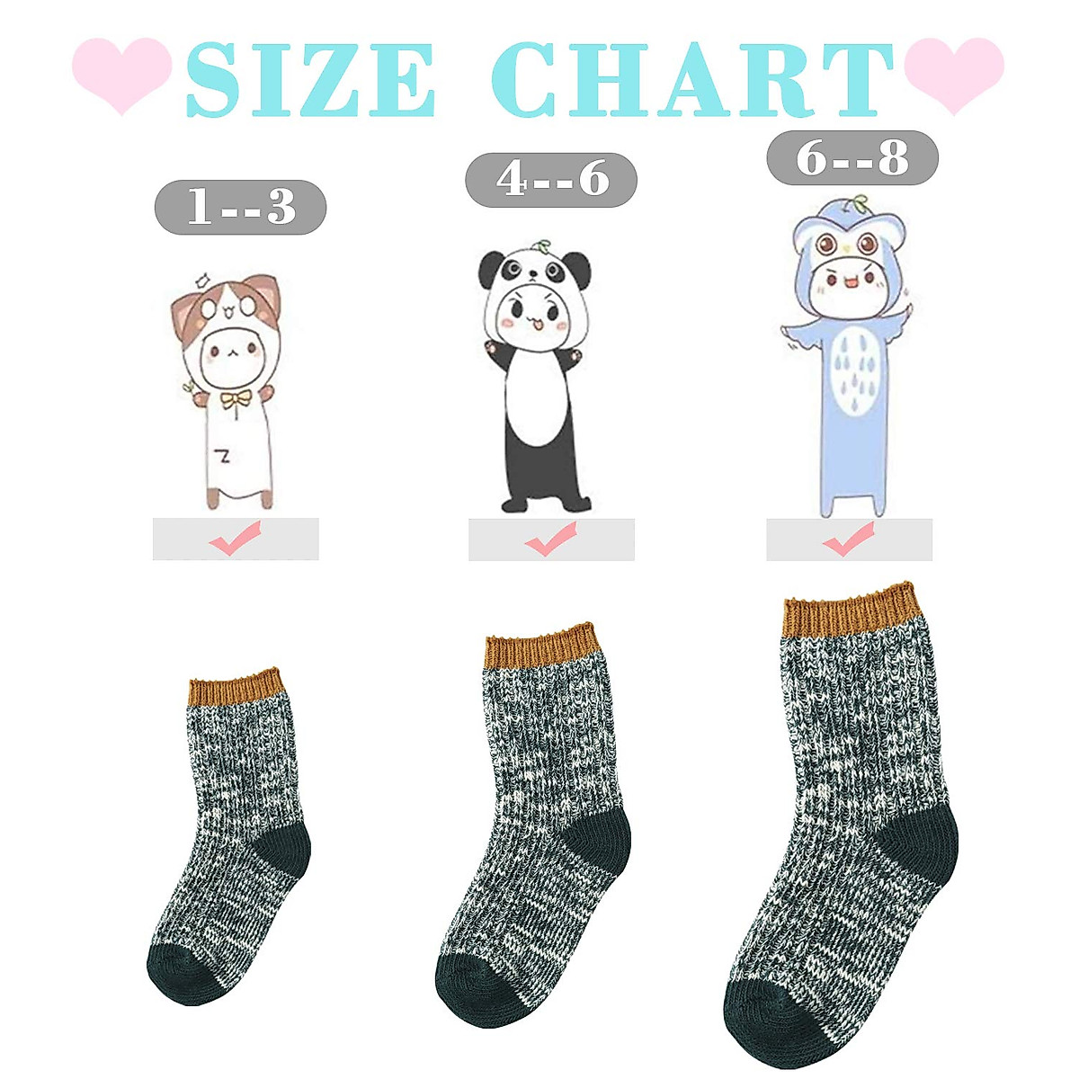 DICCO Baby Boys Girls Socks Thick Warm Thermal For Kid Child Toddlers Knit Cotton Winter Crew Socks Gifts 4 Pairs, 1-3T