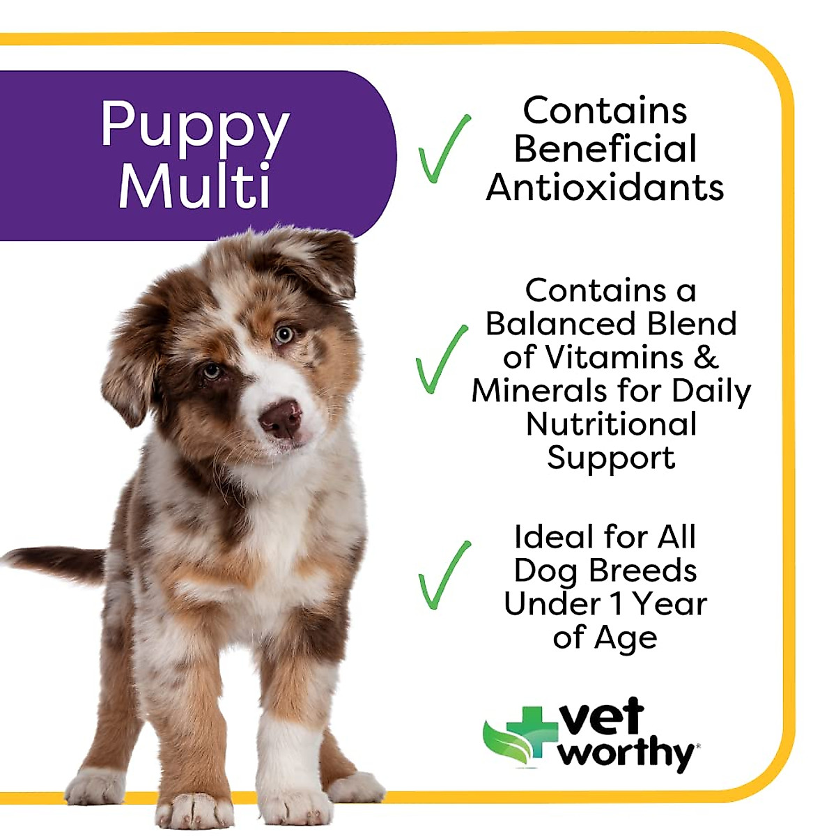 Vet Worthy Puppy MultiVitamins - Multivitamin for Puppies to Support Optimum Health & Overall Wellness - Dog Supplement with Iron,Magnesium,Zinc,Vitamin A,B Vitamins - Liver Flavor,60 Chewable Tablets