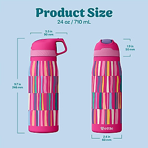 Ottle Cove Cruiser Stainless Steel Water Bottle - 24 oz Insulated Flask with Leak Proof Lid BPA-Free - Reusable Gym Water Bottle for Travel, Camping & Sports - Candy Stripes Allover