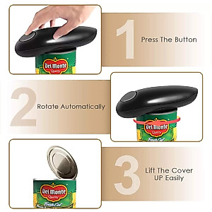 Electric Can Opener, Restaurant Can Opener Automatic, Hand Free Can Opener, Smooth Edge Portable Automatic Can Opener for Any Size, Best Kitchen Gadget, Chef's Best Choice (Black)