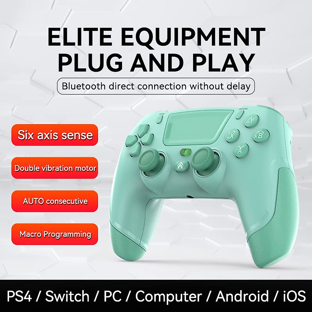 RALAN Green Wireless Controller Compatible with Playstation 4/Pro/Slim/for PS4 Dualshock 4 Gamepad with Headphone Jack and Touch Pad
