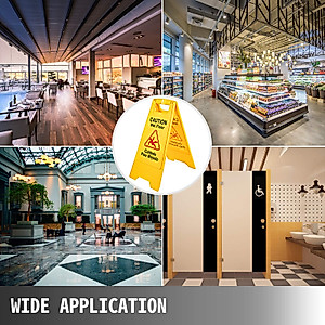 WYZXR Wet Floor Sign Yellow Caution Wet Floor Signs 6 Packs Double Sided Floor Wet Sign Public Safety Fold-Out Wet Floor Cones Bilingual Wet Sign Floor Stand Plastic Board for Indoor and Outdoor