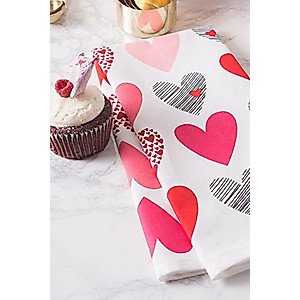 DII Valentine's Day Collection Kitchen, Dishtowel Set, 18X28", Hearts Collage, 2 Piece