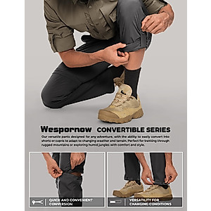 Wespornow Men's-Convertible-Hiking-Pants Quick Dry Lightweight Zip Off Breathable Cargo Pants for Outdoor, Fishing, Safari (Grey, Large)