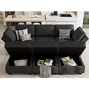 Belffin Modular Sofa Bed Module Sectional Sleeper Sofa Convertible Sectional Couch Bed Set Sleeper Couches Dark Grey