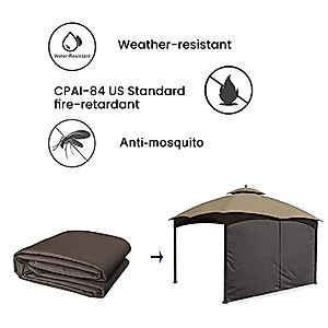 Gazebo Universal Replacement Privacy Curtains - Gafrem 10' x 12' Canopy Side Wall Privacy Panel with Zipper, 1 Panel Sidewall ONLY (Brown)