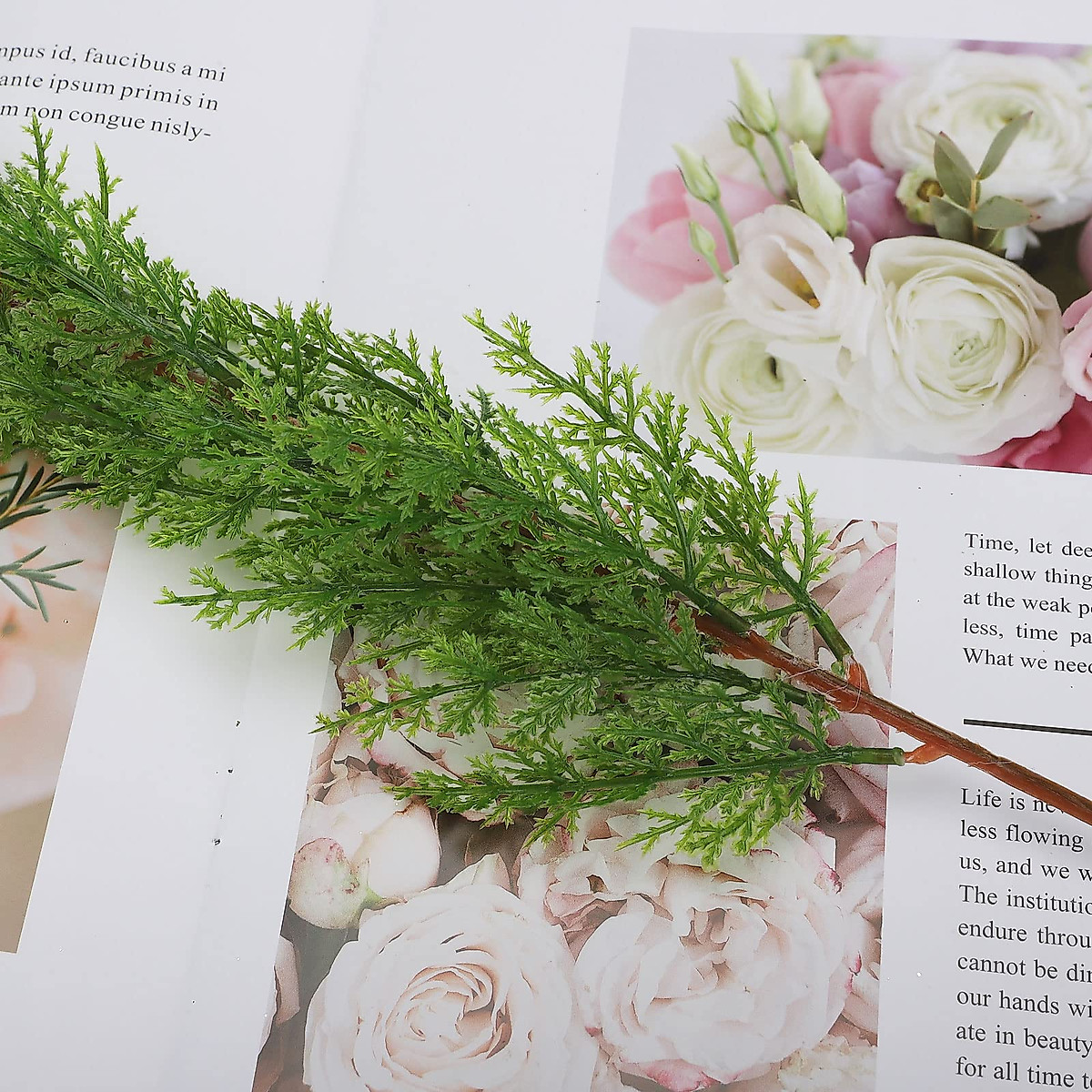 INIFLM 10Pcs Artificial Cypress Branches,16.5in Faux Long Stem Cedar Sprigs Fake Greenery Pine Picks for DIY Garland Wreath Christmas Embellishing and Home Garden Decoration, Green