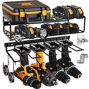 ITurnGlow Power Tool Organizer for Storage,Wall Mount Heavy Duty Drill Holder, 2 Pack Garage Power Tool Storage Racks Tool Holder for Cordless Drill, Heavy Duty Floating Tool Shelf