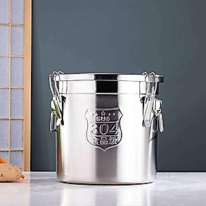 Stainless Steel Airtight Canister for Kitchen, Rice Cereal Grain Canisters Container for Household Kitchen Food Bean Flour Oil Sugar Milk Cookie Storager Bucket w/Handles+Lid (12L)