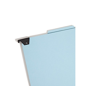 Smead FasTab Hanging Pressboard Classification Folder with SafeSHIELD Fasteners, 2 Dividers, 2/5-Cut Built-in Tab, Letter Size, Blue, 10 per Box (65115)