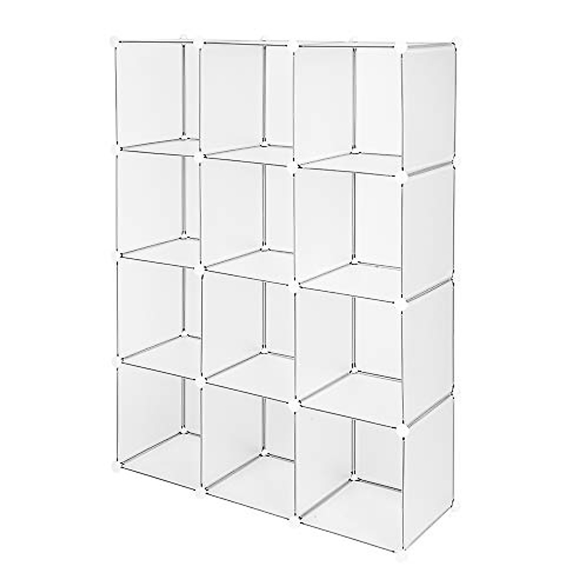 Guangshuohui 12-Cube Book Shelf,Cube Storage Shelves Closet Organizer Shelf Cubes Organizer Bookcase(42.1 x 14.2 x 55.9) / (107 x 36 x 142) cm (L x W x H) (White)