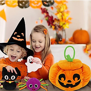 Bunny Chorus My First Halloween Pumpkin Toys Playset, 5ct Halloween Stuffed Pumpkin Plush Cat Spider Ghost Candy Corn for Baby Girls Boys, for Babies