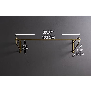 VEGAINDOOR City Edition Wall Mounted Clothes Rack for Hanging Clothes , Retail Display Clothes Rod ,Garment Rack, Space Saving Wall Mount Garment Bar, Gold Clothing Rack ,39.4" (Gold)