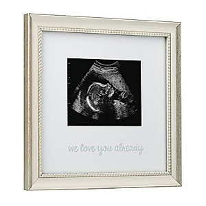 Lil Peach We Love You Already Sonogram Keepsake Frame, Perfect Keepsake for Expecting Parents, Pregnancy Announcement, Silver