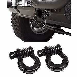 Reswish ESEWALAS 2 Pack 3/4" Shackles,41,887Ibs Break Strength with 7/8" Screw Pin and Shackle Isolator Washers Kit,Offroad Towing Accessories,Heavy Duty D Ring Shackle (Black)