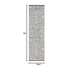 SAFAVIEH Vivaldi Collection Runner Rug - 2'2" x 8', Navy & Rust, Traditional Vintage Oriental Design, Non-Shedding & Easy Care, Ideal for High Traffic Areas in Living Room, Bedroom (VIV596N)