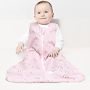 david's kids 100% Cotton Baby Sleep Sack 6-12 Months, Soft Baby Wearable Blankets with 2-Way Zipper, 2 Pack Comfy Sleeping Bags for Infant Newborn Boys Girls Neutral, Medium Size, Rainbow & Space