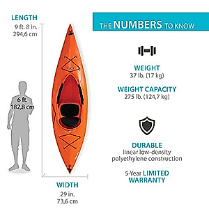 Lifetime 90321 Glide 98 Sit-in Kayak, Paddle Included