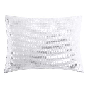 Vera Wang - Queen Comforter Set, Luxury Cotton Bedding with Matching Shams, Medium Weight & Ideal for All Seasons (Waffle Pique Queen, White)