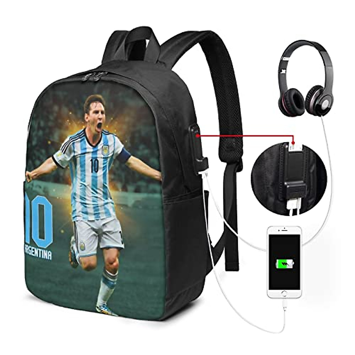 King Of Argentina #10 Messi Classic 17 Inch Laptop Backpack Large Capacity College Backpacks School Bookbags For Women Men