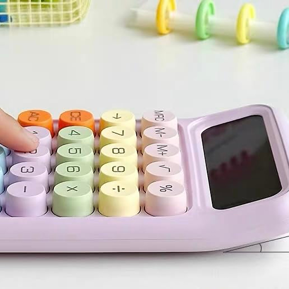 Cute Candy-Colored Mechanical Calculator - 12 Digit LCD