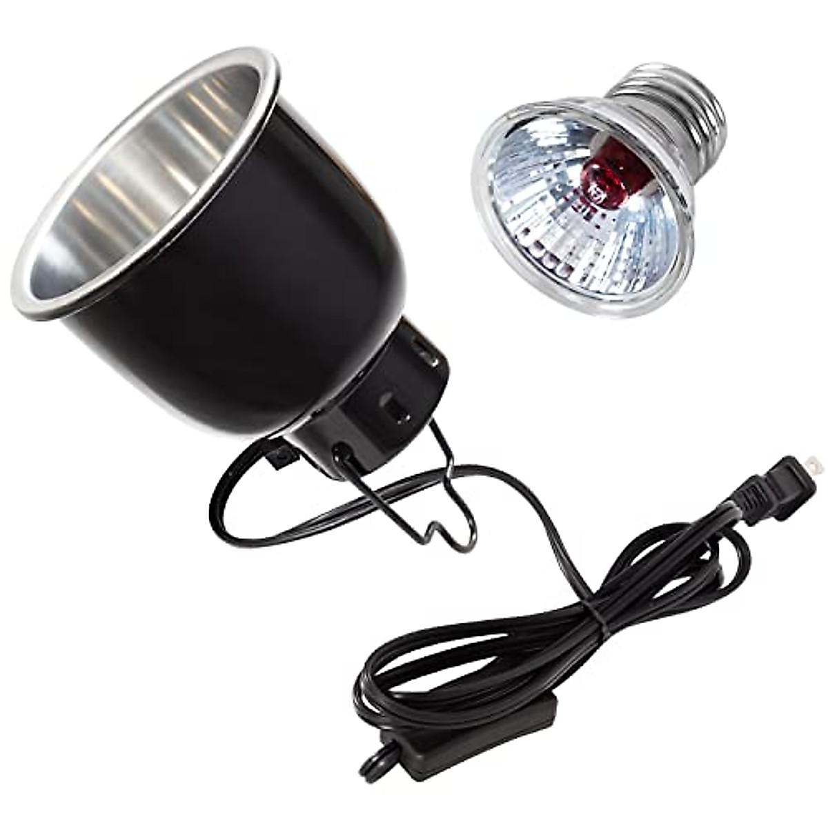 OIIBO Mini Reptile Heat Lamp, 40W Infrared Heat Spot Lamps with 4 Inch Deep Dome Reptile Light Fixture, Red Heat Light for Bearded Dragon Snake Reptiles Amphibians Small Animals