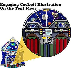 ImpiriLux Play Tent for Kids with Cape and Mask Costume Set | Rocket Themed Children's Pop Up Playhouse Fort for Boys and Girls