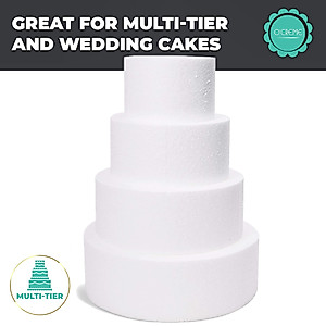 O'Creme Polystyrene Dummy Cake Decorating Display for Baked Goods Bakery Supplies Square Shape (4”H x 9”)