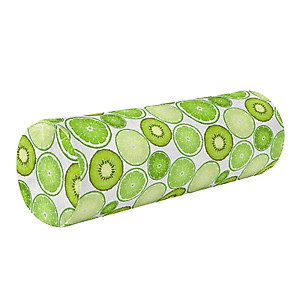 linqin Green Lime Bolster Pillow for Reading Neck Roll Pillow Protector Round Pillows for Bed Cushion Insert Neck Support Pillow