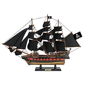Handcrafted Nautical Decor Wooden Black Pearl Black Sails Limited Model Pirate Ship 26" - Decorative Boat