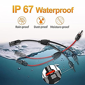 SOLPERK Solar Connectors 30A Y Branch 1 to 2 Parallel Adapter Cable Solar Cable Connectors Solar Panel Connectors Wire Plug Tool Kit for Solar Panel (M/FF, F/MM)