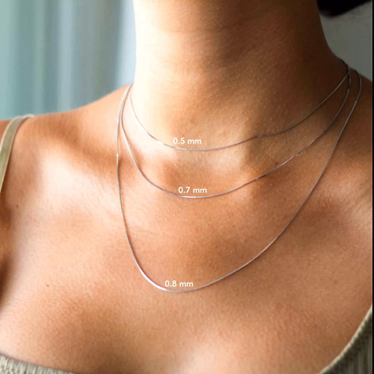 Jewelry Affairs 10k Real Solid Gold Mirror Box Chain Necklace, 0.6mm (20 Inches, White Gold)