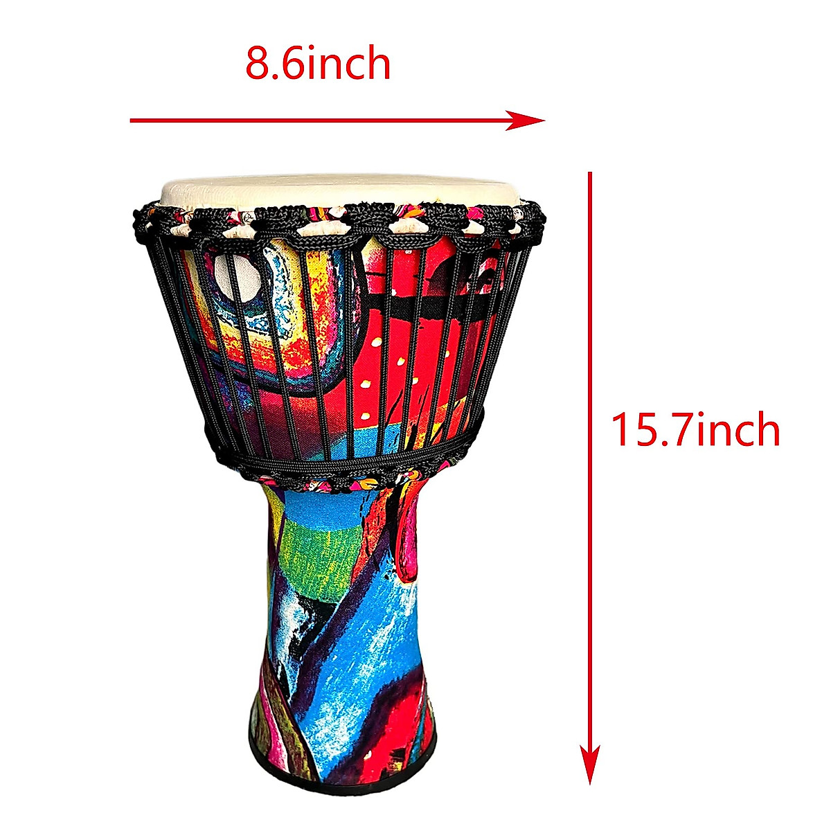 RUOSWTE 8.5 "Djembe Drum, Bongo Drum, Percussion Music, Sheepskin Drum Face, Professional Tuning, Hand Drum（Abstraction）