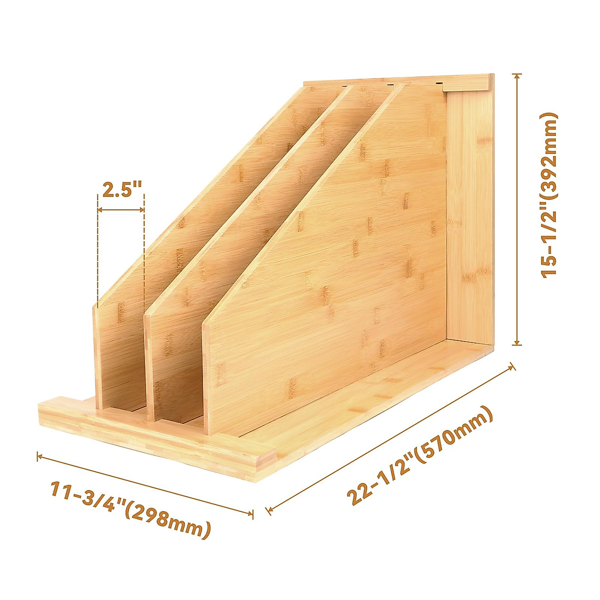 Brvclon Upgrades Tray Dividers for Cabinets,15in Hx22in Dx12in W, Kitchen Cabinet Tray Divider for Pans, Lids, Pot And Pan, Cookie Sheets,Cutting Boards. with 3 Dividers,Keeping The Kitchen Organized