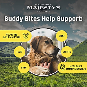 Majesty's Grain-Free Buddy Bites Skin and Coat Wafers for Medium / Large Dogs - Superior Skin, Coat, and Immune Support Supplement - Carob and Sweet Potato Flavored - 56 Count (Up To 8 Week Supply)