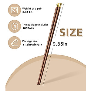LOROTOCO 100 Pairs Wooden Chopsticks | Reusable | Dishwasher Safe | Bulk | Chinese- （9.84in）