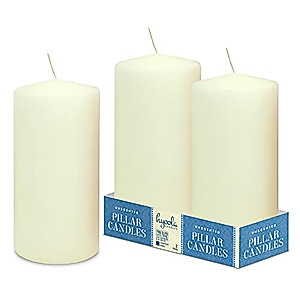 HYOOLA Ivory Pillar Candles 4x8 Inch - Unscented Pillar Candles - 2-Pack - European Made