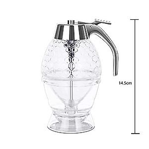 DESIOLE Acrylic Honey Dispenser with Stand, Great Syrup Jar with High Capacity, Beautiful Honey Pot