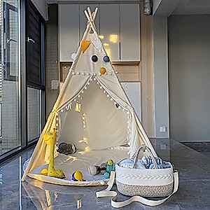 YeaYee Baby Diaper Caddy Organizer, Shoulder Strap Buckle, 4 Inner Pockets Portable Nursery Storage Basket with Detachable Compartments,100% Cotton Woven Bin (Small, Yellow)