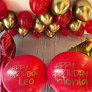 Red and Gold Balloons Garland Arch Kit, 122Pcs 18 12 10 5In Red Metallic Gold and Gold Confetti Balloons with Balloon Strip for Graduation Anniversary Wedding Bachelorette Birthday Party Decorations