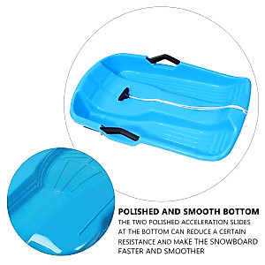 BESPORTBLE Snow Sled Plastic Toboggan with Pull Rope for Snow Sledding Ice Fishing Plastic Snow Sled for Kids and Adult (Blue)
