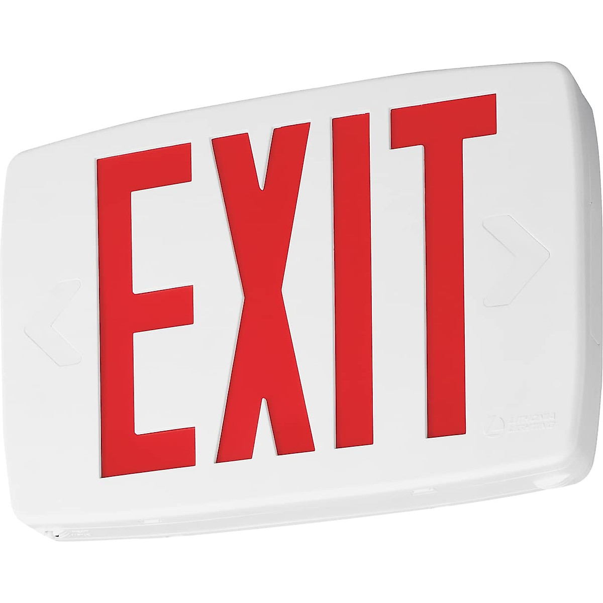 Lithonia Lighting LQM S W 3 R 120/277 EL N M6 Quantum Thermoplastic LED Emergency Exit Sign with Stencil-Faced White Housing and Red Letters with Nickel Cadium battery