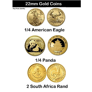 Roy Rose Jewelry Gold Coin Pendant Mounting - 22mm Coin Size - Reeded Edge Diamond-cut Bezel Design - 14K Yellow Gold - Screw Top with Bail