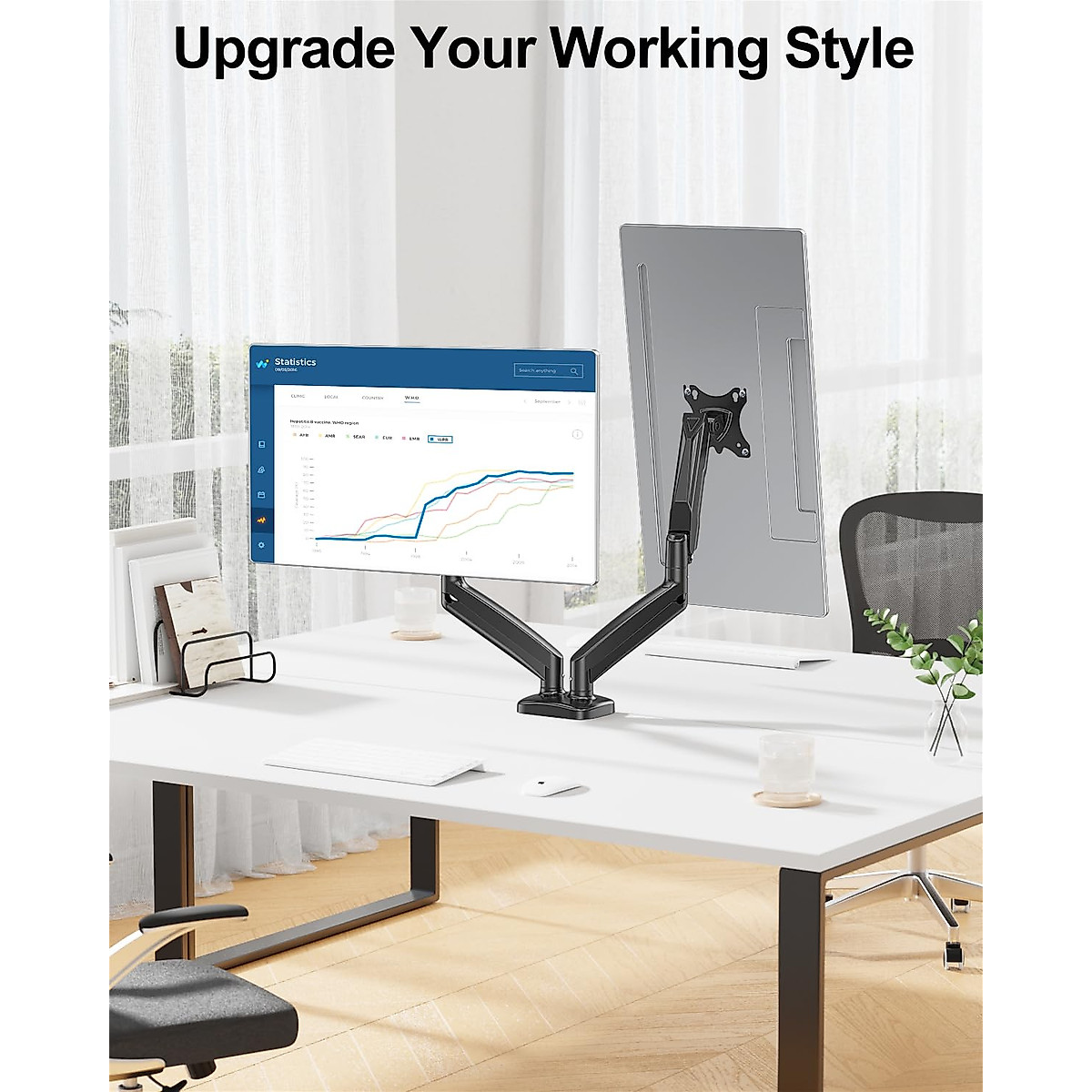 MOUNT PRO Dual Monitor Mount Fits 13 to 32 Inch Computer Screen, Height Adjustable Monitor Stand for 2 Monitors, Gas Spring Monitor Arm Holds up to 17. 6lbs Each, Monitor Desk VESA Mount, Black