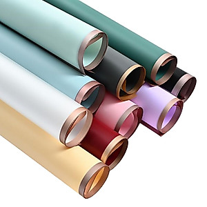 20 Sheets Pure color gold edge Flower Wrapping Paper,Waterproof Valentine's Day Bouquet Wrapping Paper 23x23Inch Used for DIY Crafts, Gift Packaging, Flower Shop Bouquet Packaging (White)