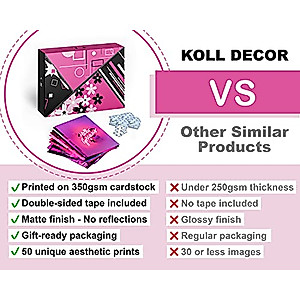 KOLL DECOR Pink wall collage kit - 50 Set 4''x6'' Prints Aesthetic wall images neon posters hot pink wall decor Room Collage Decoration for Teen Girls