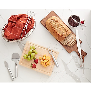 Creative Gifts International Acacia Wood Bread Board, Charcuterie Board With Handle And Lanyard, Beveled Edge, 17.25" x 5.5", Gift Boxed