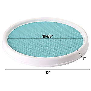 Yesland 2 Pack Non-Skid Pantry Cabinet Lazy Susan Turntable, 12 Inches Round Snack Organizer/Plastic Turntable Spice Organizer for Cabinets, Pantry, Bathroom, Refrigerator - White/Aqua