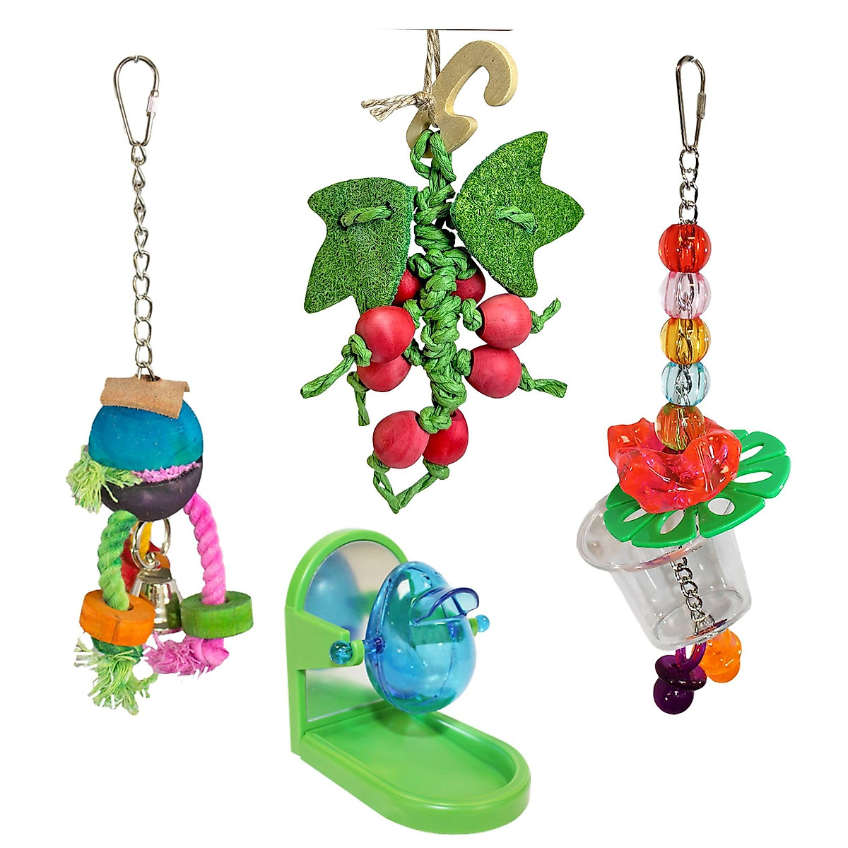 Cage Enhancement Set - Interactive Climbing Foraging Natural Branch Perch Cage Accessory Toy Bundle - for Sugar Gliders, Rats, Ferrets, Hamsters, Squirrels, Parrots, Birds, Marmosets, Degus, Monkeys